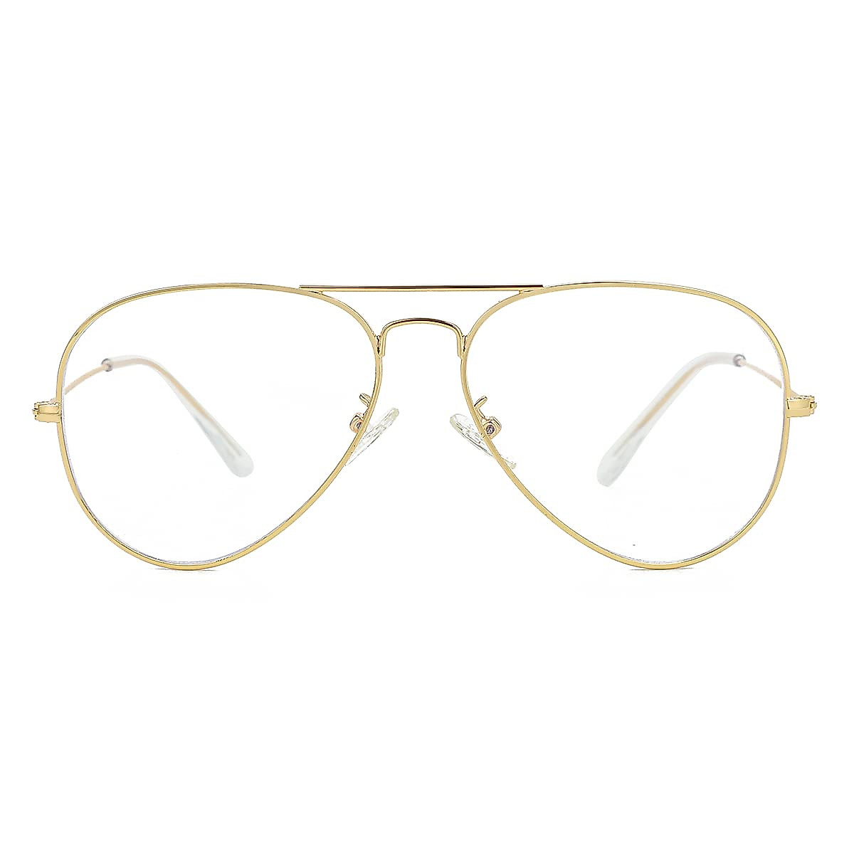JOVAKIT Aviator Clear Lens Glasses for Women Men Non-prescription Eyeglasses Blue Light Blocking Lens Metal Frame (Gold)