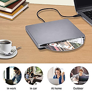 NOLYTH External CD DVD Drive USB 3.0 Type-C Slot-in CD/DVD Burner Slim DVD Player for Laptop Disk Drive CD Reader Optical Drive CD ROM External Drive for Laptop Mac PC Windows MacBook Apple Desktop