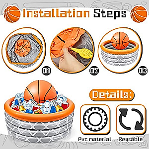 Honoson 1 Pcs Inflatable Cooler Inflatable Basketball Drink Cooler Inflatable Cooler for Parties Supplies Basketball Sports Themed Parties