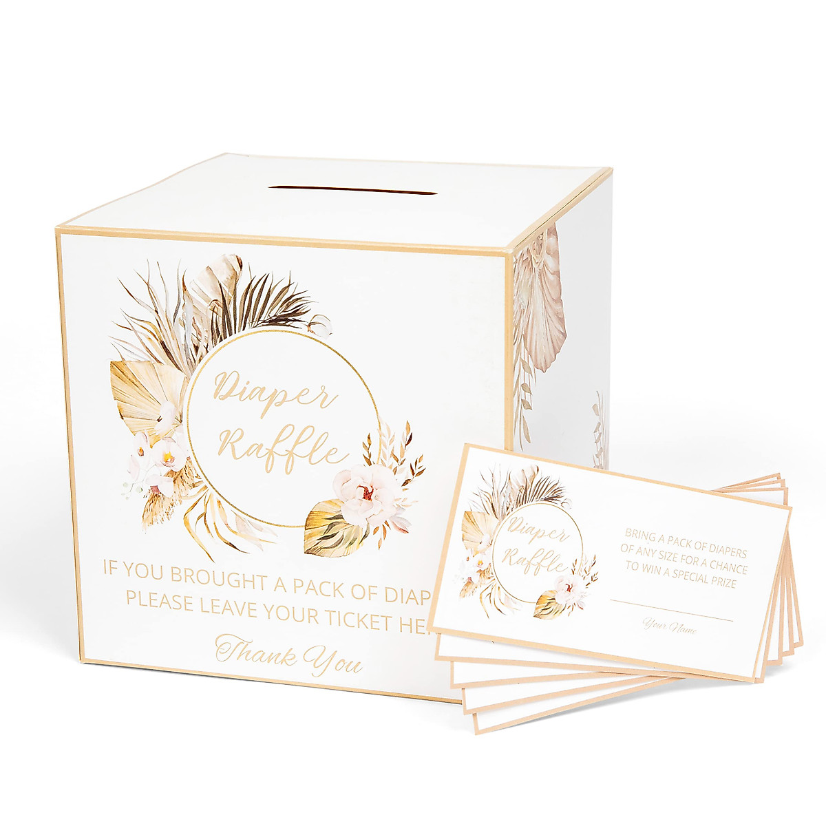 50 Pcs Diaper Raffle Tickets for Baby Shower Diaper Raffle Box Baby Shower Games Boho Baby Shower Decorations for Girl Diaper Raffle Box Baby Shower Diaper Raffle Cards Baby Girl Shower Decoration