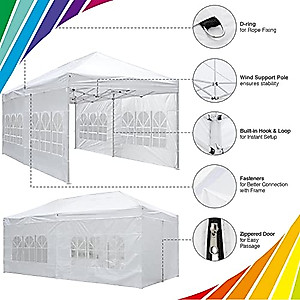 Instahibit 10x20FT 95LB Heavy Duty Outdoor Pop Up Canopy Enclosed Wedding Backyard Party Event Tent White with Sidewall
