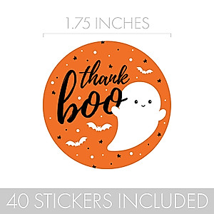 Orange A Little Boo is Almost Due Halloween Baby Shower Thank You Card Stickers, Party Favor Bag Labels - 40 Count