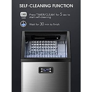 Joy Pebble V2.0 Commercial Ice Machine,100 lbs /24H, Self Cleaning Ice Maker,Under Counter Ice Machines with 24 Hour Timer,Ice Thickness Control,Stainless Steel Ice Makers for School,Home,Bar,RV