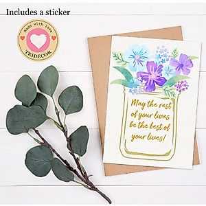 TRIDECOR Wedding Card, Bridal Shower Card, Engagement Card with Sweet Quote, Mr & Mrs Card - Folded 5"x7" with Envelope, Sticker to Seal - Sweet Card for Him, Her, Men, Women