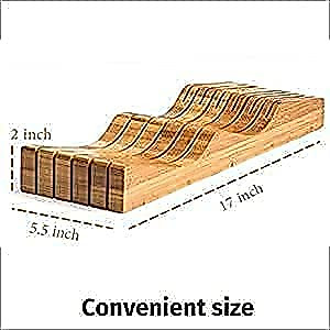 Bamboo In-Drawer Knife Block and Expandable Kitchen Drawer Organize