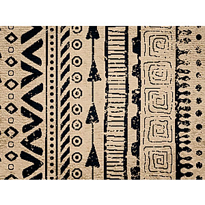 DEERLUX Boho Living Room Area Rug with Nonslip Backing, Bohemian Tribal Print Pattern, 2.5 x 6.5 Ft Runner