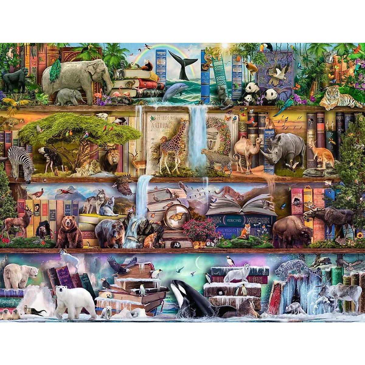 Ravensburger Aimee Stewart: Wild Kingdom Shelves - 2000 Piece Jigsaw Puzzle | Engaging Brain Game | Unique Puzzle Pieces | FSC-Certified Materials