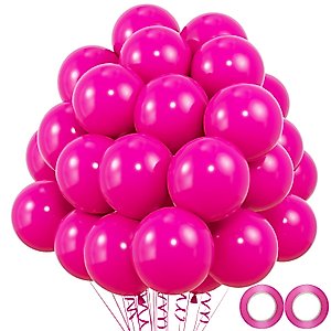 100pcs Hot Pink Balloons,12inch Hot Pink Latex Party Balloons Helium Quality for Like Bridal Shower,Gender Reveal, Birthday Party, Baby Shower,Wedding Party Decoration (with Pink Ribbon)…
