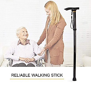 Folding Cane, Trekking Poles for Men, Women, Collapsible Walking Stick, Walking Cane with Carrying Bag, Adjustable,Lightweight, Anti Shock, Rubber Base for Hiking Camping
