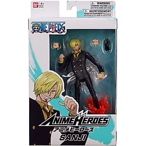 BANDAI Anime Heroes One Piece Figures Sanji Action Figure | 17cm Articulated Sanji Anime Figure with Swappable Arms and Faces One Piece Action Figures Pirate Toys Range