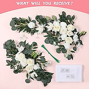 SOJOCK Artificial Wedding Arch Flowers Kit, 2 Pcs Floral Arrangement, 1 Pcs Fabric Drap, for Wedding Ceremony Bouquets and Reception Backdrop Decoration,DIY Garden Craft Art Decoration