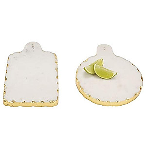 Mud Pie Rectangular Gold Marble Board, 7.50"" x 4.50"""