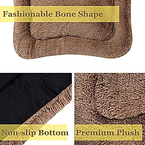 Poohoo Soft Plush Dog Bed, 41"L x 28"W x 3.9"Th, X-Large, Camel