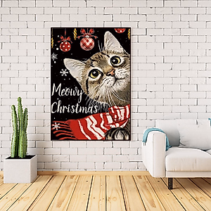CHWGLFGG Meowy Christmas Diamond Painting Kits for Adults Beginners, Cat Snowflake 5D Diamond Art Kits, DIY Full Round Drill Gem Art, Winter Holiday Home Wall Decor 12 x 16 Inch
