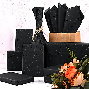 Bolsome 120 Sheets 20 * 14 Inches Black Glitter Tissue Paper for Gift Wrapping, Sparkle Tissue Paper for Gift Bags for Birthday Wedding Christmas DIY Crafts