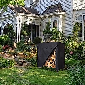 ZNCMRR Firewood Log Rack Cover, 4 Feet 600D Oxford Heavy Duty Outdoor Waterproof All-Weather Outdoor Protection for Firewood Rack Cover, 48" x 24" x 42" (4 Feet, Black)