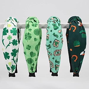 Ardorchid St. Patricks Day Headbands for Women Girls Green Shamrock Leaf Hairbands Non Slip Knotted Hair Accessories Elastic Hair Hoop