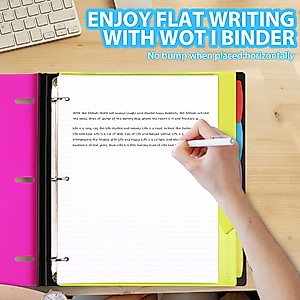 WOT I All-in-one Telescoping Binder Notebook, Refillable 3 Ring Binder with Customized Front Cover+Catalog Back Pocket+5 Subject Dividers+Movable Pocket Folder+60 Sheets Notepaper, Pink
