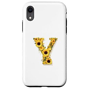 iPhone XR Letter Y Initial Monogram Sunflower Minimalist Women Yellow Case