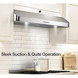 EVERKITCH Range Hood 30inch Under Cabinet, Stainless Steel Kitchen Stove Vent Hood, with Permanent stainless steel Filters