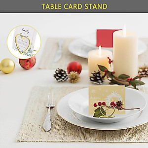 CUNGLIN Gold Table Number Place Card Holders 32 PCS, Heart Shape Photo Card Stand Business Card Card Holders for Wedding Party Mini PhotoPlaying Cards Holder Picture Menu Memo Clips