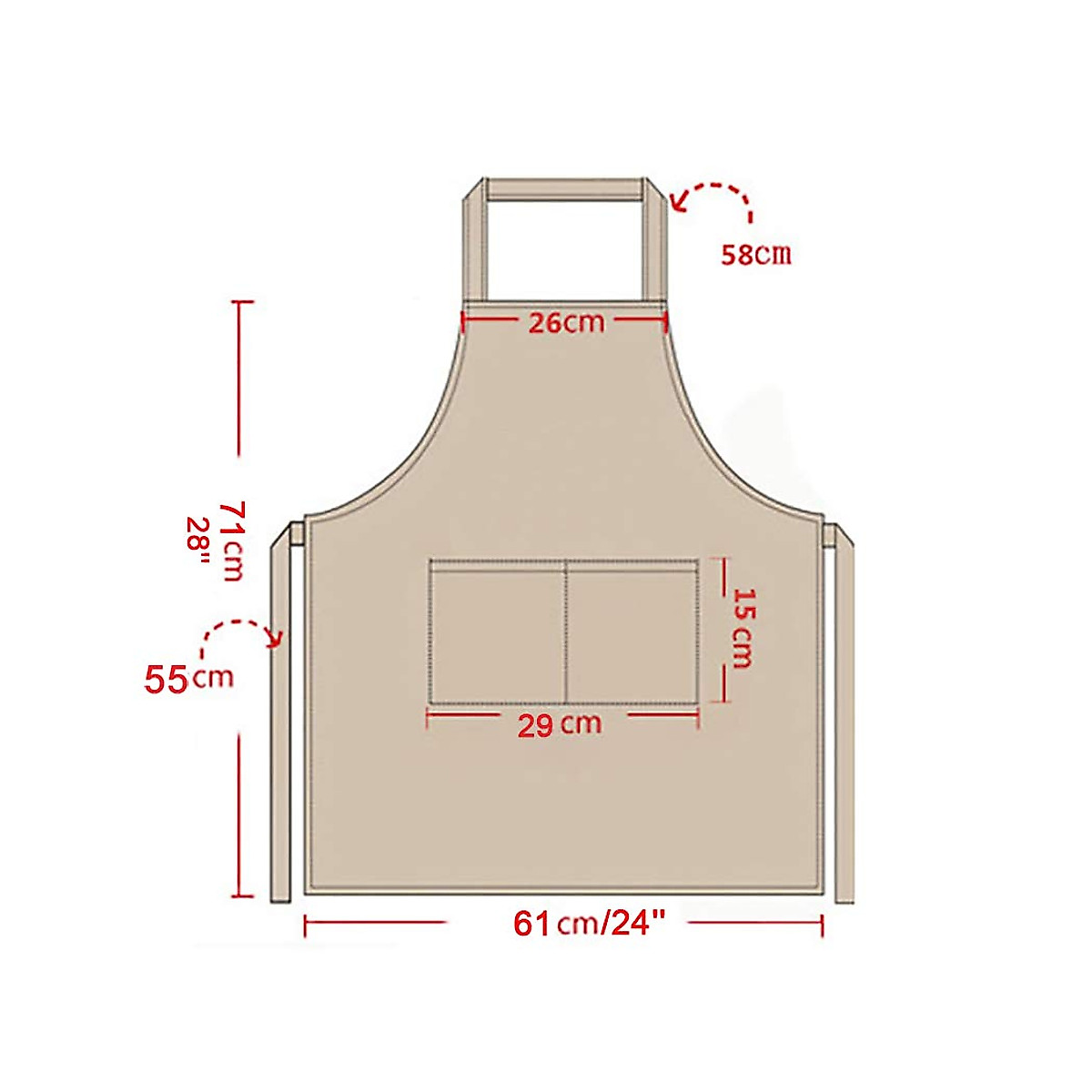 LOYHUANG Total 6PCS Red Aprons Bulk for Women Unisex Plain Colour Bib Aprons with 2 Front Pockets Washable Apron for Painting Cooking Baking Kitchen Restaurant Crafting