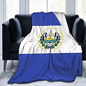 Carwayii El Salvador Flag Blanket,Blue Sherpa Throw Blanket,Comfy Premium Flannel Blanket for Office,Comfortable Thermal Fleece Noon break Blankets Durable Lap Blanket Warm Sofa Blanket For All Season