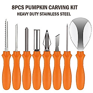 Pumpkin Carving Kit Tools，Halloween Pumpkin Decorating Kit Carving Knife - 8PCS Pumpkin Sculpting Tools Professional Stainless Steel Heavy Duty Knife Pumpkin Carving Sets