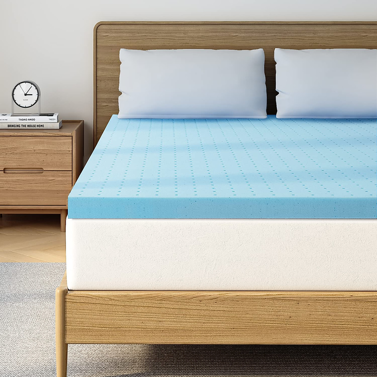 Maxzzz Queen Mattress Topper,2 Inch Ventilated Design Memory Foam Queen Mattress Topper,Cooling Gel Infused Swirl Foam Pad for Pressure Relief Back Pain, CertiPUR-US Certified