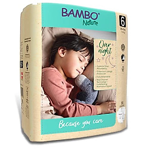 Bambo Nature Overnight Baby Diapers (Sizes 3 TO 6), Size 6, 80 Count