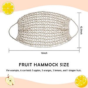 Ycsst Hanging Fruit Hammock Under Cabinet - fruit and veggie basket - macrame fruit hammock for Kitchen Décor - Storage That Saves Counter For More Counter Space at Home, Boat, or Rv,with 4 Hooks.