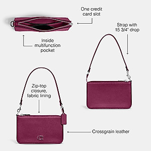 COACH Pouch Bag in Crossgrain Leather, Deep Plum