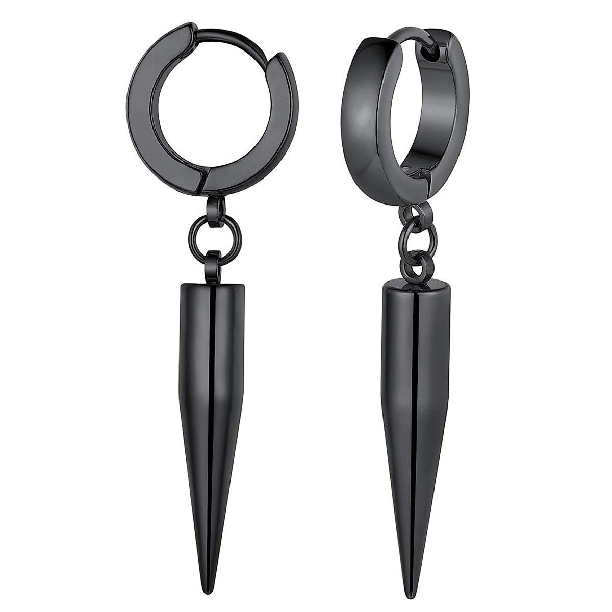 Punk Spikes Dangle Hinged Hoop Earrings for Men Women Black Huggie Earring Fashion Jewelry
