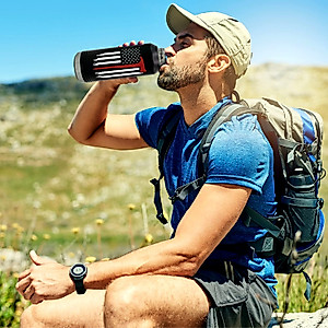 Cuptify Firefighter Gift for Men 40 oz Water ﻿Bottle Distressed Thin Red Line Flag Axe for Fireman Stainless Steel Fire Department Sport Bottle