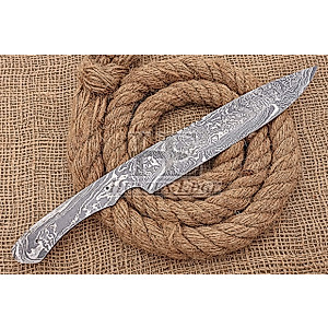 HUNTEX Unique Custom Handmade Hand-Forged Twist Pattern Damascus Steel 13 Inch Long Full Tang Razor Sharp Hunting Blank Blade Neck Sticker Knife