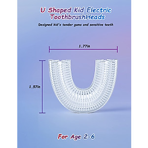 U Shaped Kid Electric Toothbrush Replacement Heads, 2PCS Kids Automatic Electric Toothbrush Replacement Heads, Food Grade Silicone Toddler Toothbrush Head for 2-6 Years Old