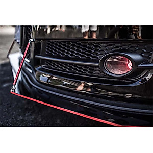 Xotic Tech Front Bumper Lip Chin Spoiler Splitter Diffuser Protector Body Kit with Adjustable 10"-13" Support Splitter Rod Compatible with Honda Accord Civic, Volkswagen MK5 MK6 MK7, Black w/Red