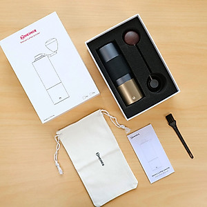 Manual Coffee Grinder - HEIHOX Hand with Adjustable Conical Stainless Steel Burr Mill, Capacity 30g Portable Mill Faster Grinding Efficiency Espresso to Coarse for Office, Home, Camping