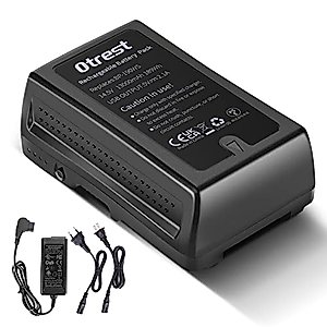 OTREST 13200mAh V Mount Battery, BP-190WS 14.8V 190Wh Rechargeable Li ion Battery with D Tap Output Charger and Cable for Video Broadcast LED Light Compatible with Sony BMPCC Camera Camcorder