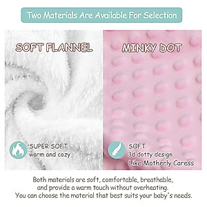 Pink Woodland Deer Personalized Baby Blanket with Name, Custom Deer and Bear Swadding Blankets for Baby Girls Kids, Woodland Nursery Decor, Adventure Soft Receiving Blankets for Newborn Infant