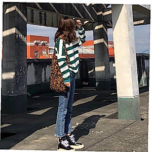 Froiny Leopard Printed Shoulder Bag Soft Large Tote Purse Handbag Travel Satchel Shopping Bag for Women