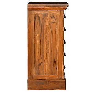 vidaXL Solid Teak Wood 5-Drawer Cabinet Chest of Drawer Storage Sideboard Side Wooden Cabinet Dresser Low Board Living Room Home Interior