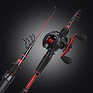 Calamus T1 Telescopic Fishing Rod and Reel Combo, Fishing Gear Set with Fishing Line, Fishing Lures Kit& Accessories and Carrier Bag for Saltwater Freshwater-Casting 6'6''- Moderate Fast- Medium Heavy