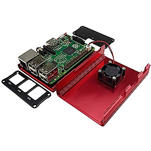 Eleduino Raspberry Pi 3 B+ Case, Raspberry Pi Aluminum Case for Raspberry Pi 3 B+, Pi 3 Model B, Pi 2 Model B (with Cooling Fan, Red)