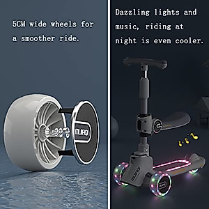 Scooter for Kids, Child Toddlers Toy, 3 Wheel Foldable Kick Scooters with Adjustable Height, Anti-Slip Deck, Flashing Wheel Lights, for Boys Girls Ages 2-12 Years Old (Blue (with seat))