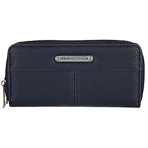 New Stone Mountain Wallet & Checkbook Purse Bag Genuine Leather Navy 2 Piece