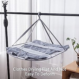SNOMEL Folding Mesh Clothes Drying Rack, Windproof Sweater Cloth Dryer with Fixing Band, Collapsible Hanging Laundry Rack for Sweater, Outdoor, Indoor, Potable (1Pcs 1-Tier)