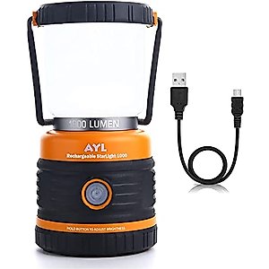 LED Camping Lantern Rechargeable, 1800LM, 4 Light Modes, 4400mAh Power Bank, IP44 Waterproof, Perfect Lantern Flashlight for Hurricane, Emergency, Power Outages, Home and More, USB Cable Included