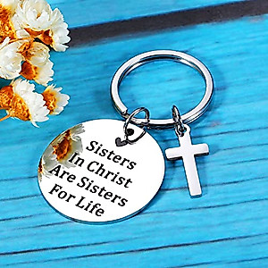 ZZP Christmas Gifts for Bible Study Group Women Friends Sisters In Christ Are Sisters For Life Key Chain Christian Religious Gifts Birthday Friendship Gifts for Christian Sister Girls