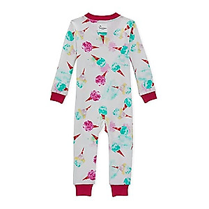 Burt's Bees Baby Baby Girls Pajamas, Zip Front Non-Slip Footed Sleeper Pjs, 100% Organic, Cotton Candy Dreams, 24 Months